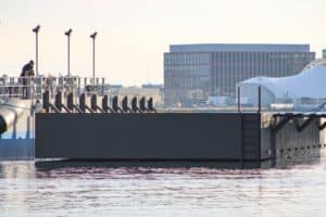 Boston Harbor Shipyard Launches New Dock Barges for MBTA